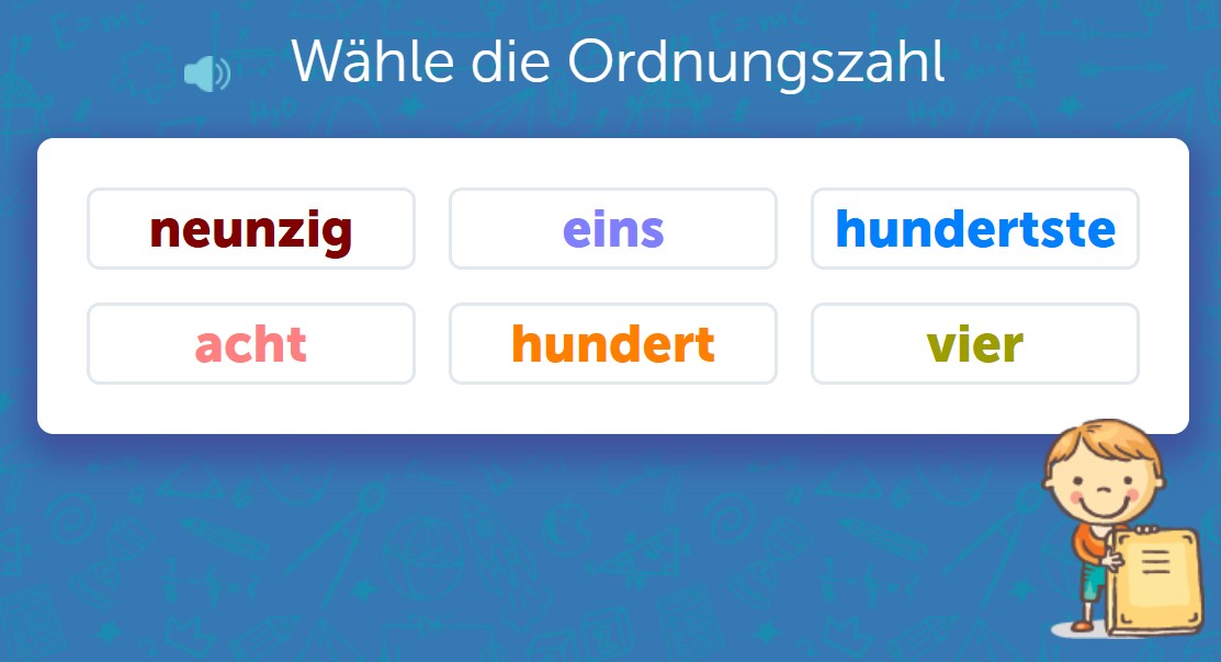Ordnungszahlen erkennen – Interaktive Deutsch-Übung für Kinder